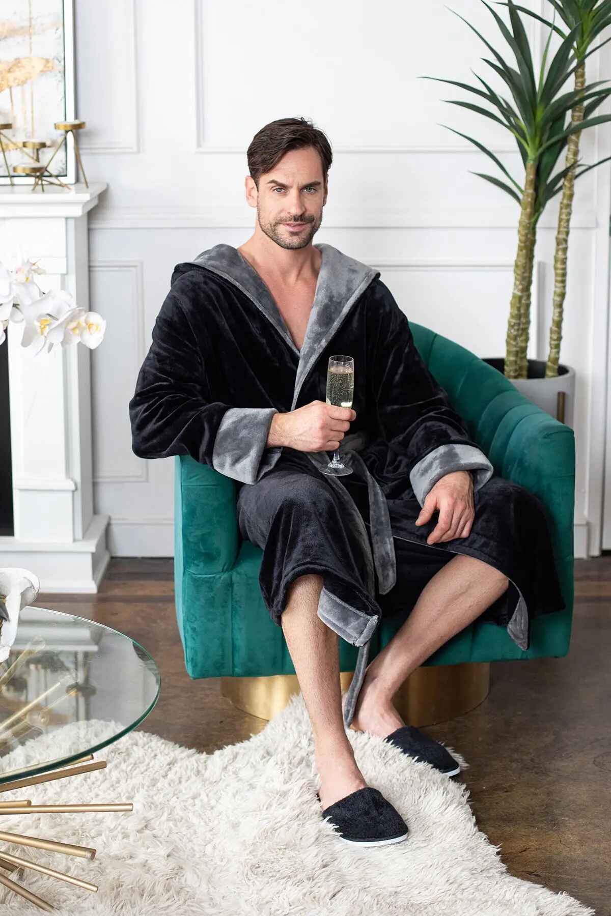 Premium Mens Robe with Hood – Lotus Linen