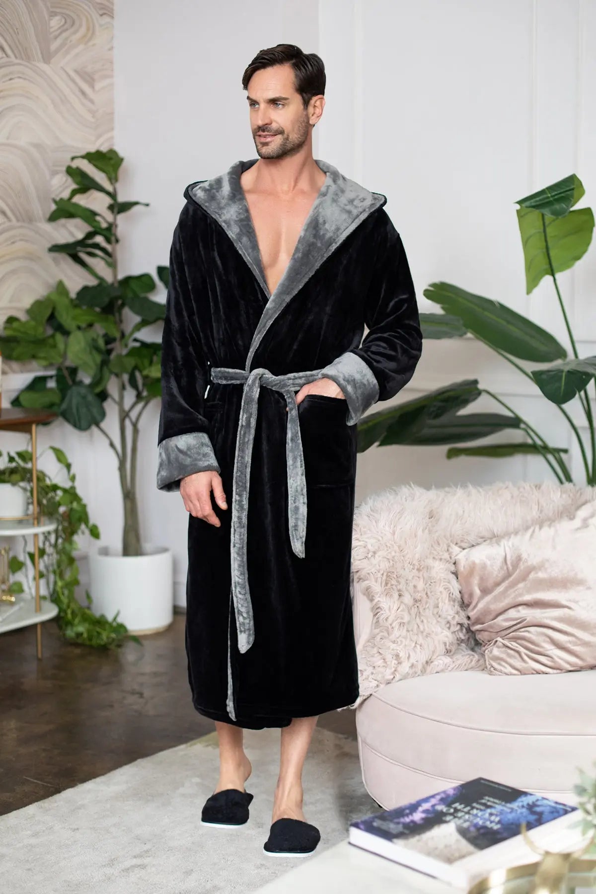 Premium Mens Robe with Hood – Lotus Linen